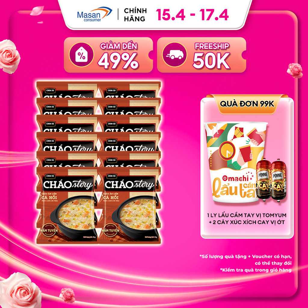 Combo 10 Chin-Su Cháo Story Cháo Ăn Liền Cá Hồi Nấm Linh Chi Nâu 71G/gói | Shopee Việt Nam
