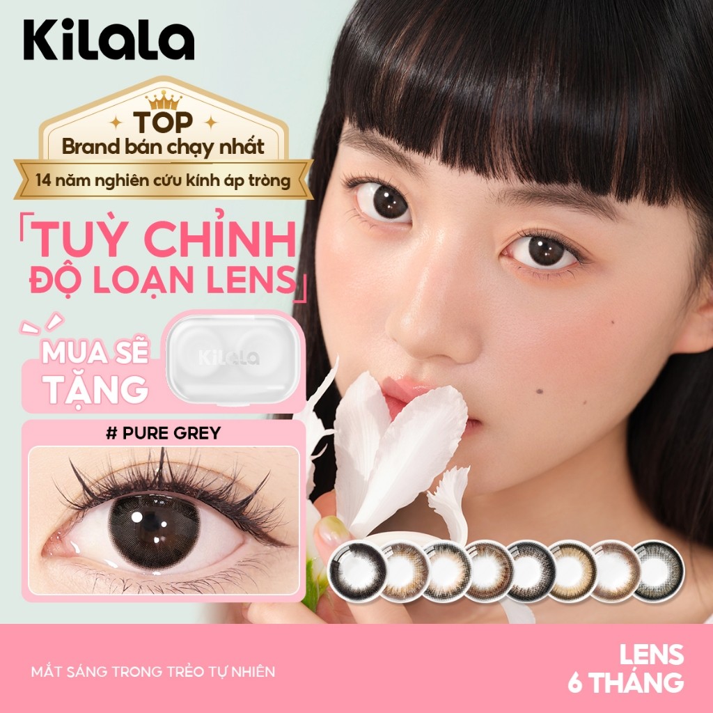 Kính áp tròng Kilala lens Tuỳ chỉnh độ loạn lens Pure Grey，Lush Brown ...