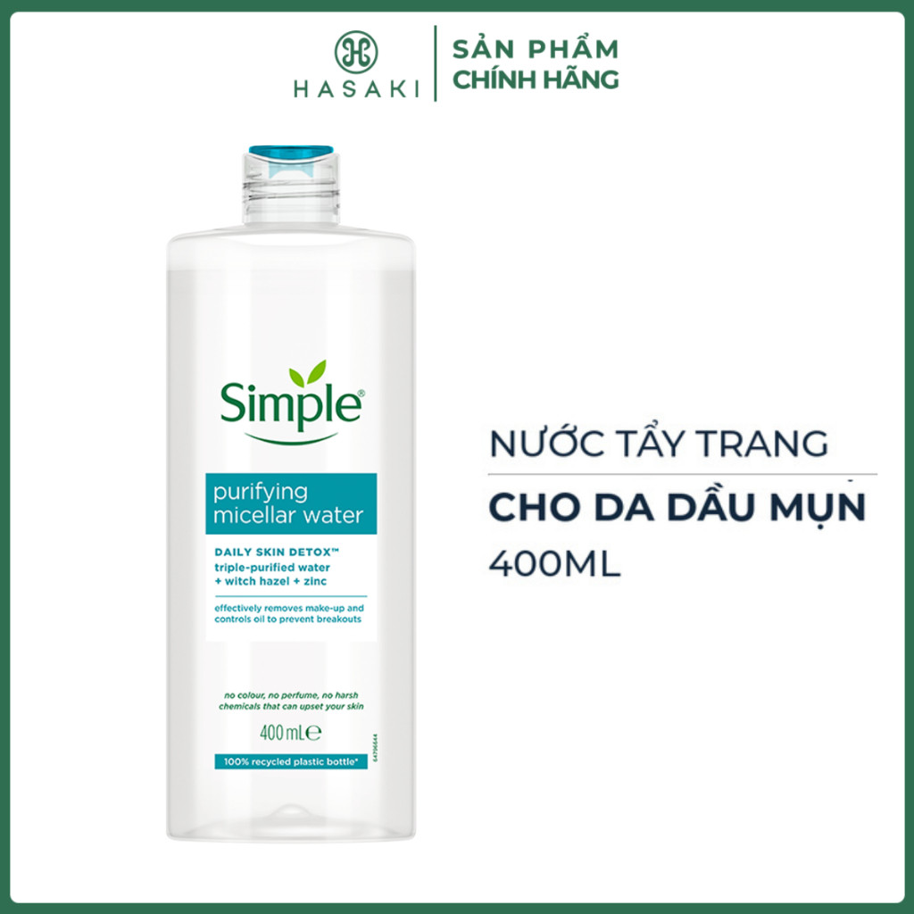 [UNI] Nước Tẩy Trang Simple Cho Da Dầu Mụn 400ml Purifying Micellar ...