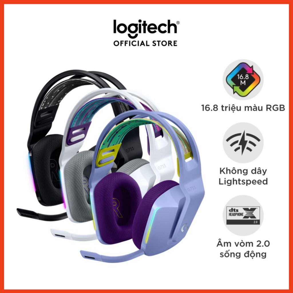 Tai nghe gaming không dây Logitech G733 - RGB, màn loa Pro-G, Mic Blue ...