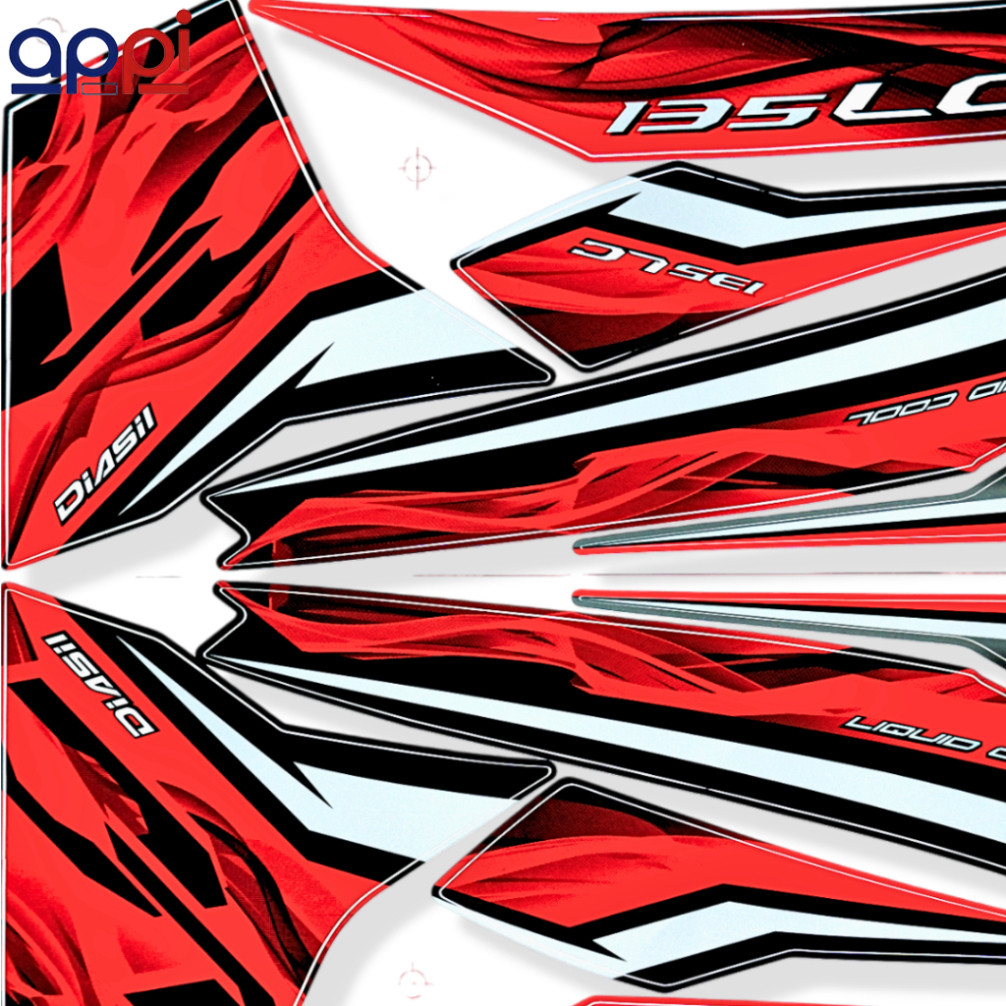 Tem dán Yamaha LC 135 - V7, EX 135 [19] Màu Đỏ Đen, Sticker Racing MaLL ...