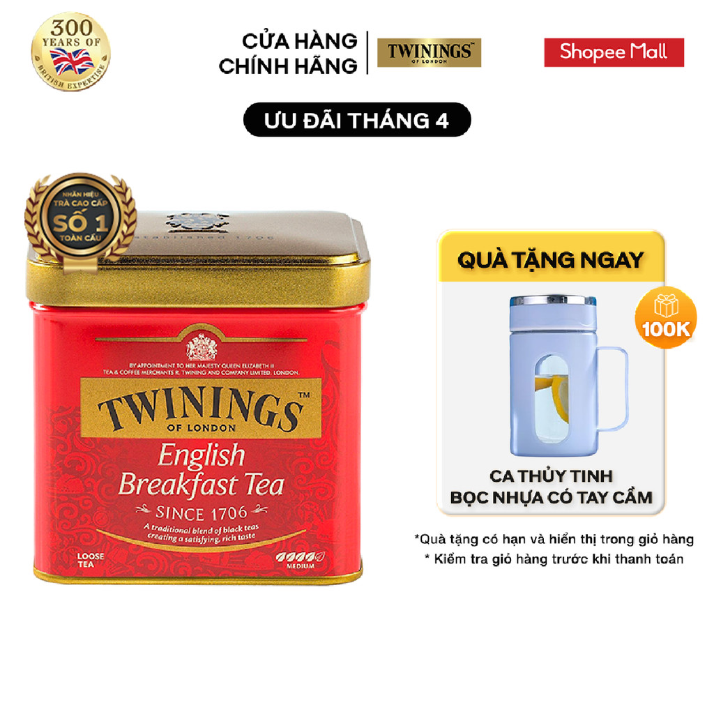 Trà Lá Twinings English Breakfast - Hộp Thiếc 100G | Shopee Việt Nam