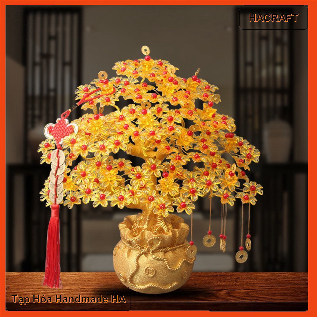 Set vật liệu tự làm cây kim tiền 10 nhánh TÚI TIỀN 100 bông hoa hút tài lộc,cây phong thuỷ đẹp ...
