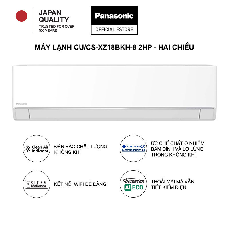 [Sẵn hàng miền Bắc] Máy lạnh/Điều hòa Panasonic Inverter CU/CS-XZ18BKH-8 - 2HP - Hai chiều - Lọc ...
