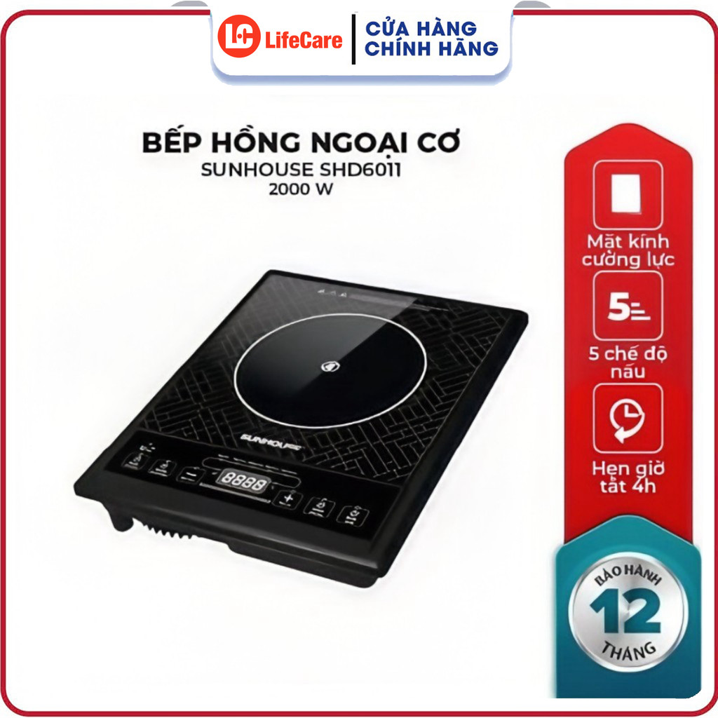 Bếp Hồng Ngoại Sunhouse SHD6011 - 2000W - 5 Chế Độ Nấu - [ HÀNG CHÍNH ...