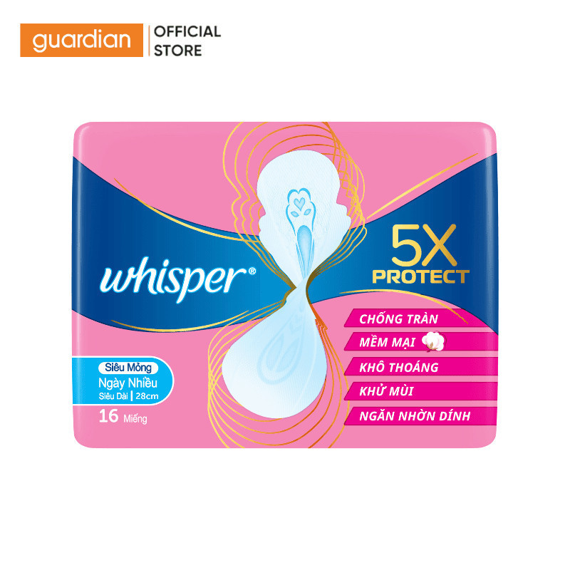 Băng Vệ Sinh Whisper 5X Bảo Vệ Siêu Mỏng 16SX24 28cm | Shopee Việt Nam