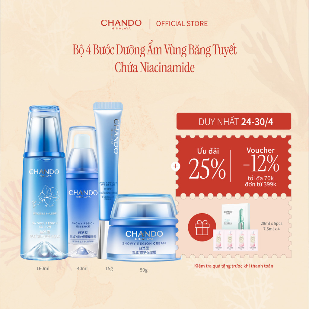 Bộ 4 Sản phẩm CHANDO Himalaya Dưỡng và cấp ẩm Vùng băng tuyết | Shopee ...