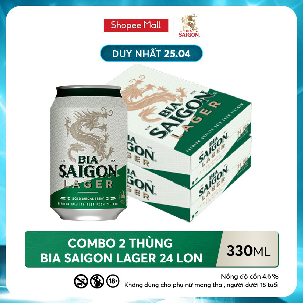Nồng Độ Cồn 4.3% - Combo 2 Thùng 24 Lon Bia Saigon Lager 330ml | Shopee ...