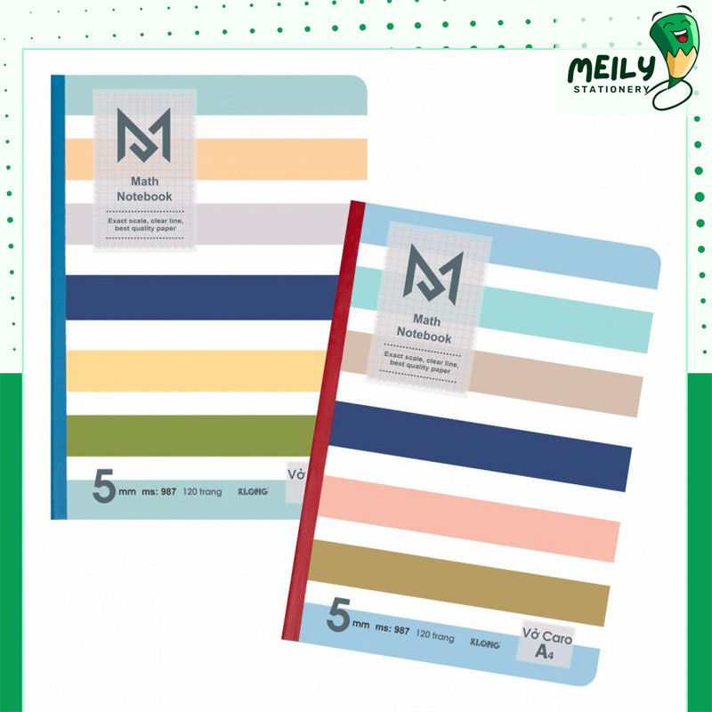 Sổ may dán gáy A4 Math Notebook 120 trang Caro 5x5 Klong MS 987 VPP ...