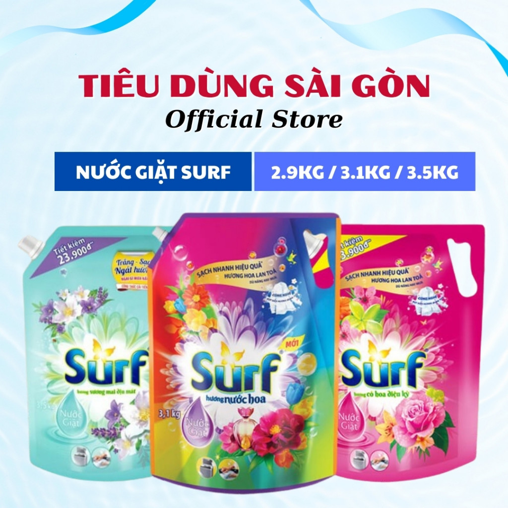 Nước Giặt Surf Hương Nước Hoa Túi 2.9kg/ 3.1Kg/ 3.3kg/ 3,5kg | Shopee Việt Nam