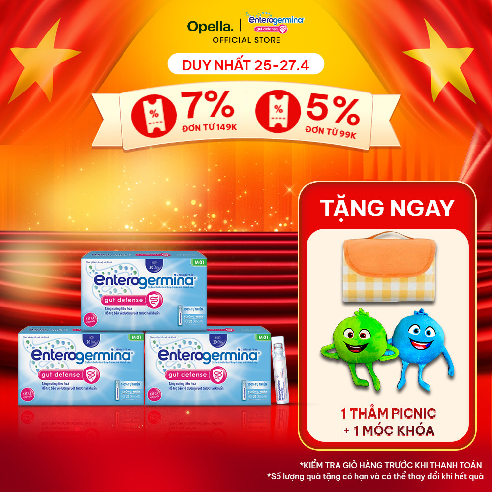 Bộ 3 Thực phẩm bảo vệ sức khỏe Enterogermina Gut Defense giúp tăng cường tiêu hóa - 1 ống 5ml ...