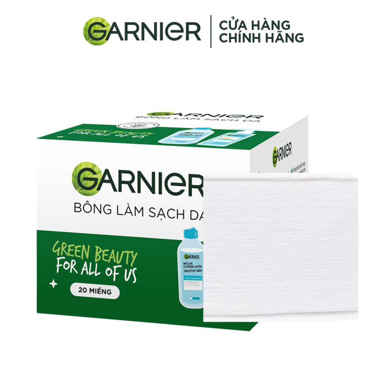 Bông tẩy trang làm sạch da làm từ 100% bông tự nhiên Garnier - 20 miếng | Shopee Việt Nam