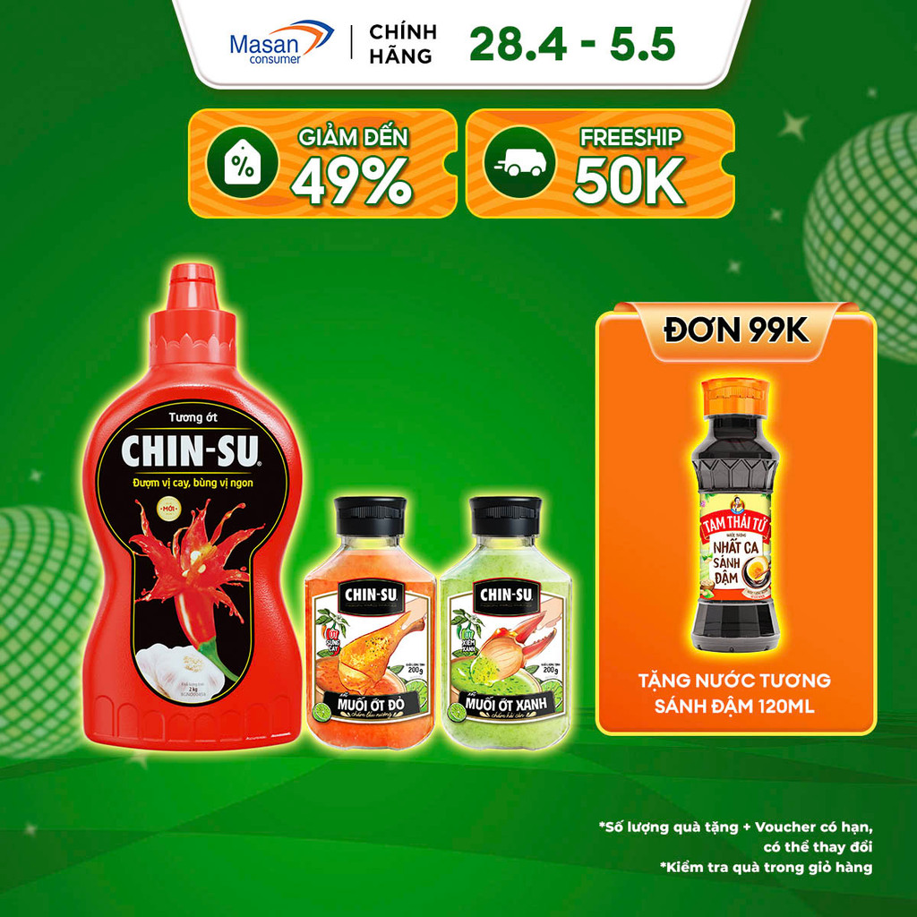 combo 1 Tương ớt CHIN-SU 2kg+ 1chai Xốt muối ớt CHIN-SU xanh 200gr ...