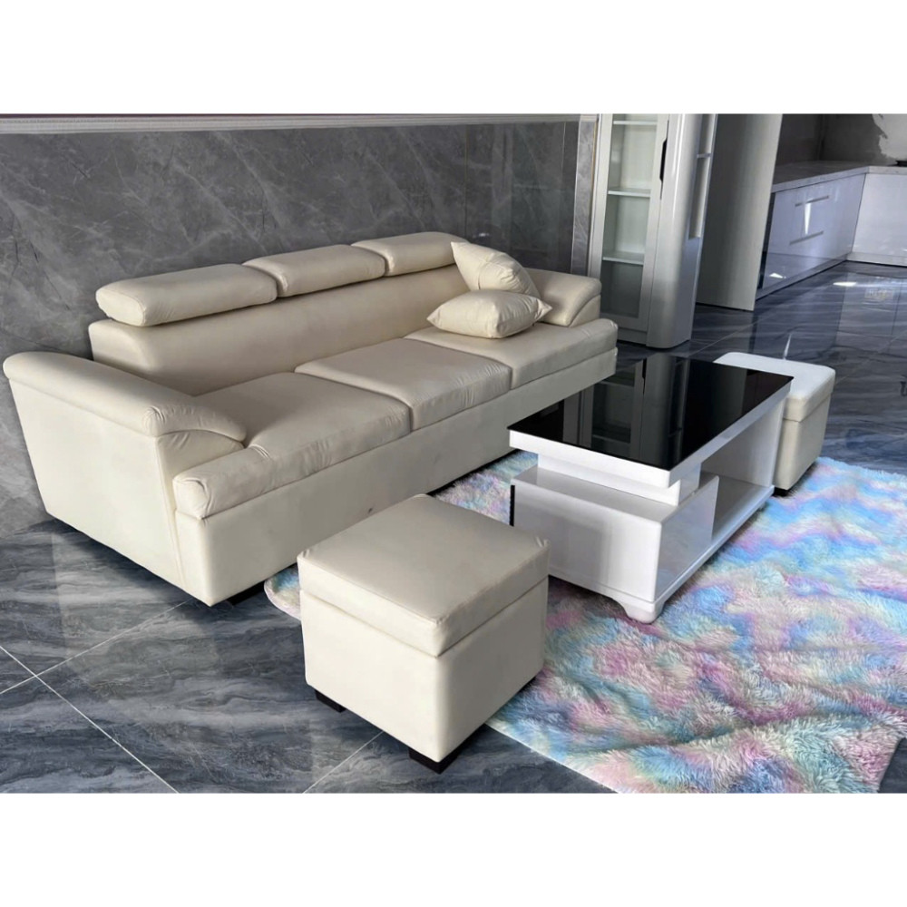 BỘ SOFA DA 2M2 + 2 ĐÔN VUÔNG DA SIMILI CAO CẤP ( chưa bàn) – SANG TRỌNG ...