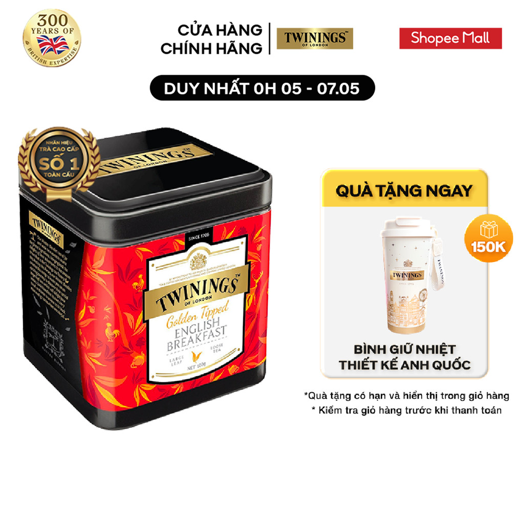 Trà Lá Twinings Golden Tipped English Breakfast - Hộp Thiếc 100G ...