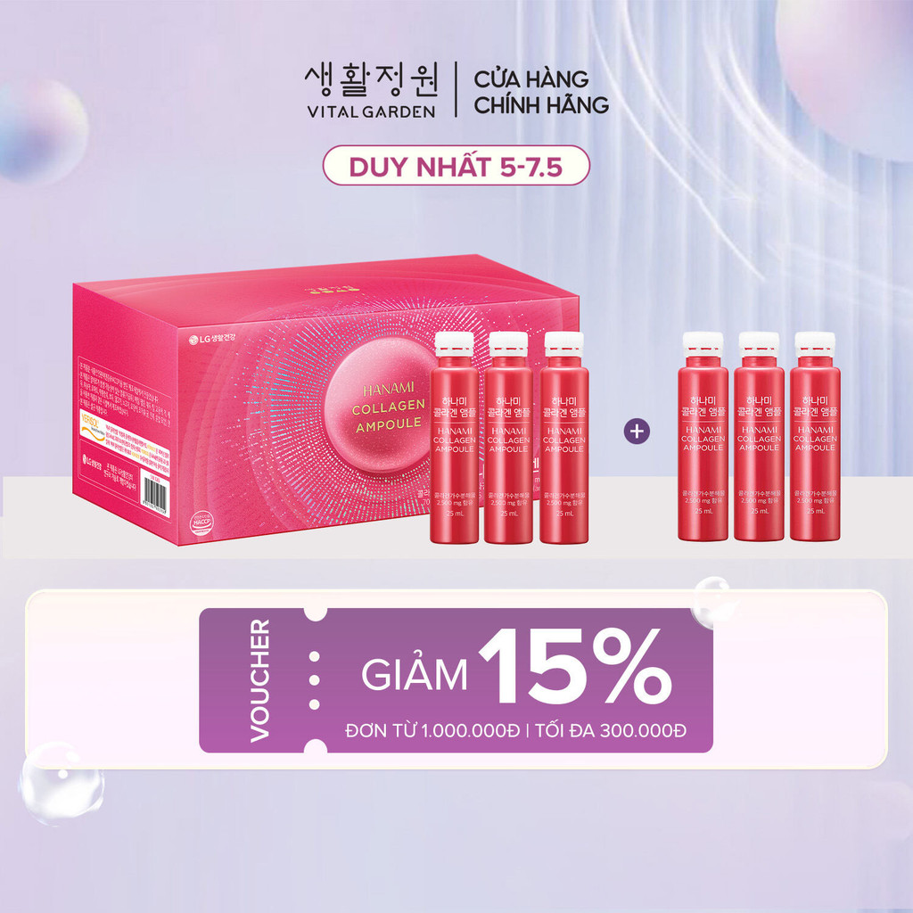 Combo Thực phẩm bổ sung Vital Garden Hanami Collagen Ampoule (25ml x 31 ...