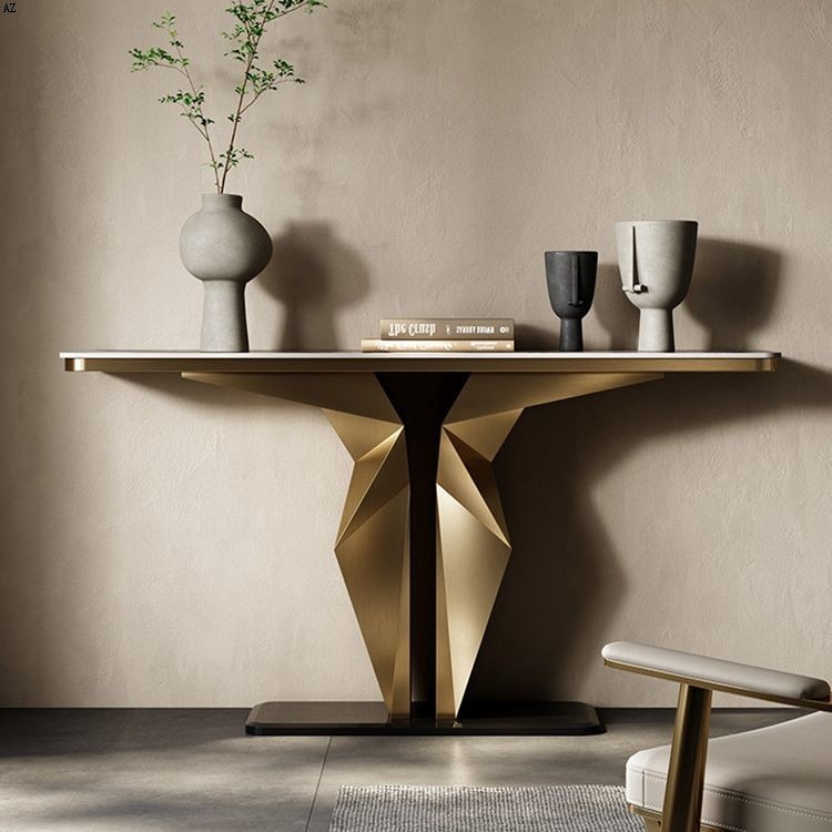 Bàn Console Tường Tích Hợp Bằng Thép Không Gỉ Phòng Khách Biệt Thự ...