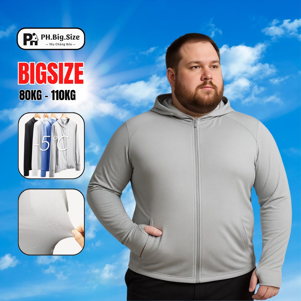Áo Khoác Chống Nắng BIGSIZE 80kg - 110kg co giãn chống tia cực tím UV, UPF 50+ | PHBIGSIZE ...