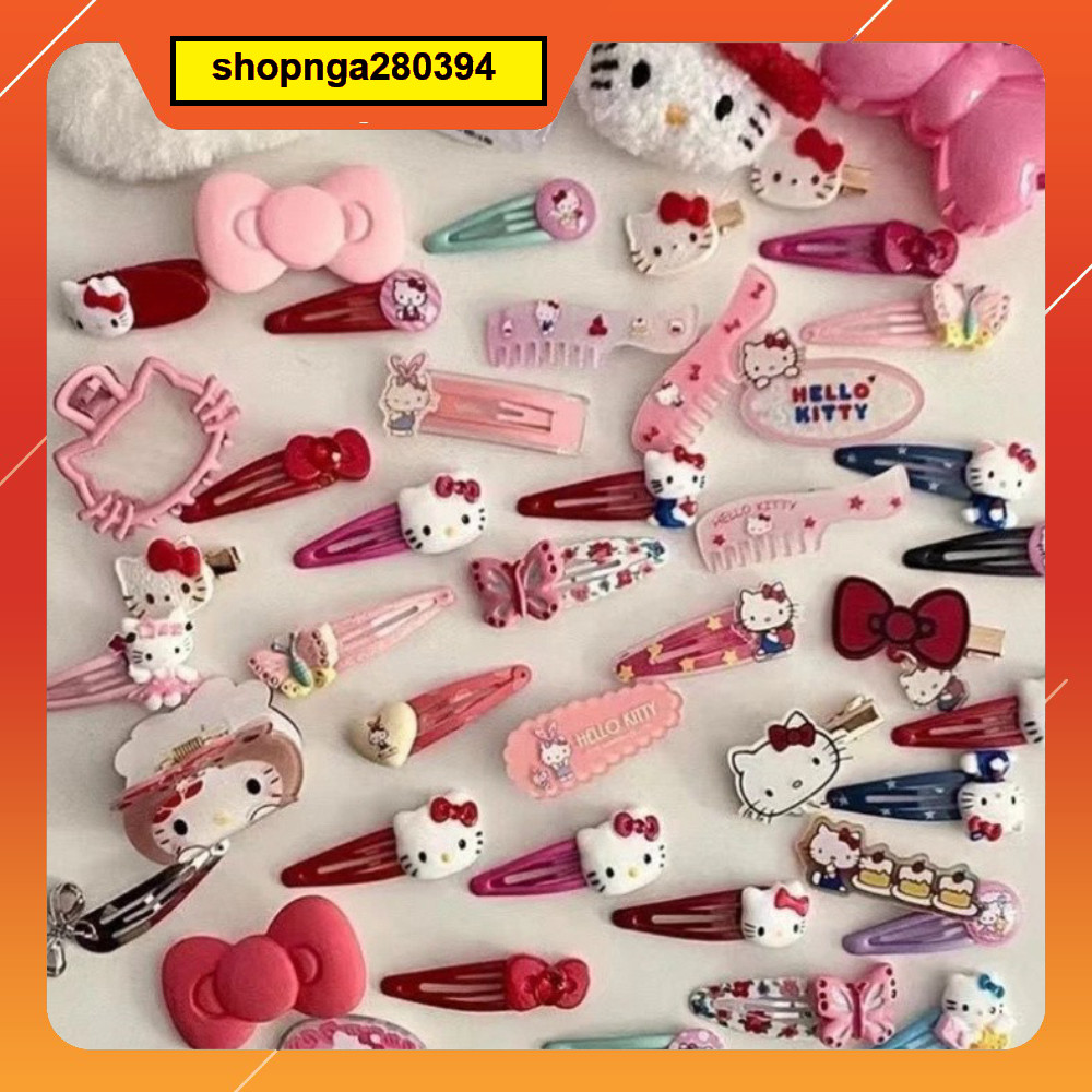 Combo,Vỉ 50 kẹp tóc Hello Kitty kute Set 50 Kẹp Tóc Mèo Hellokitty cho ...