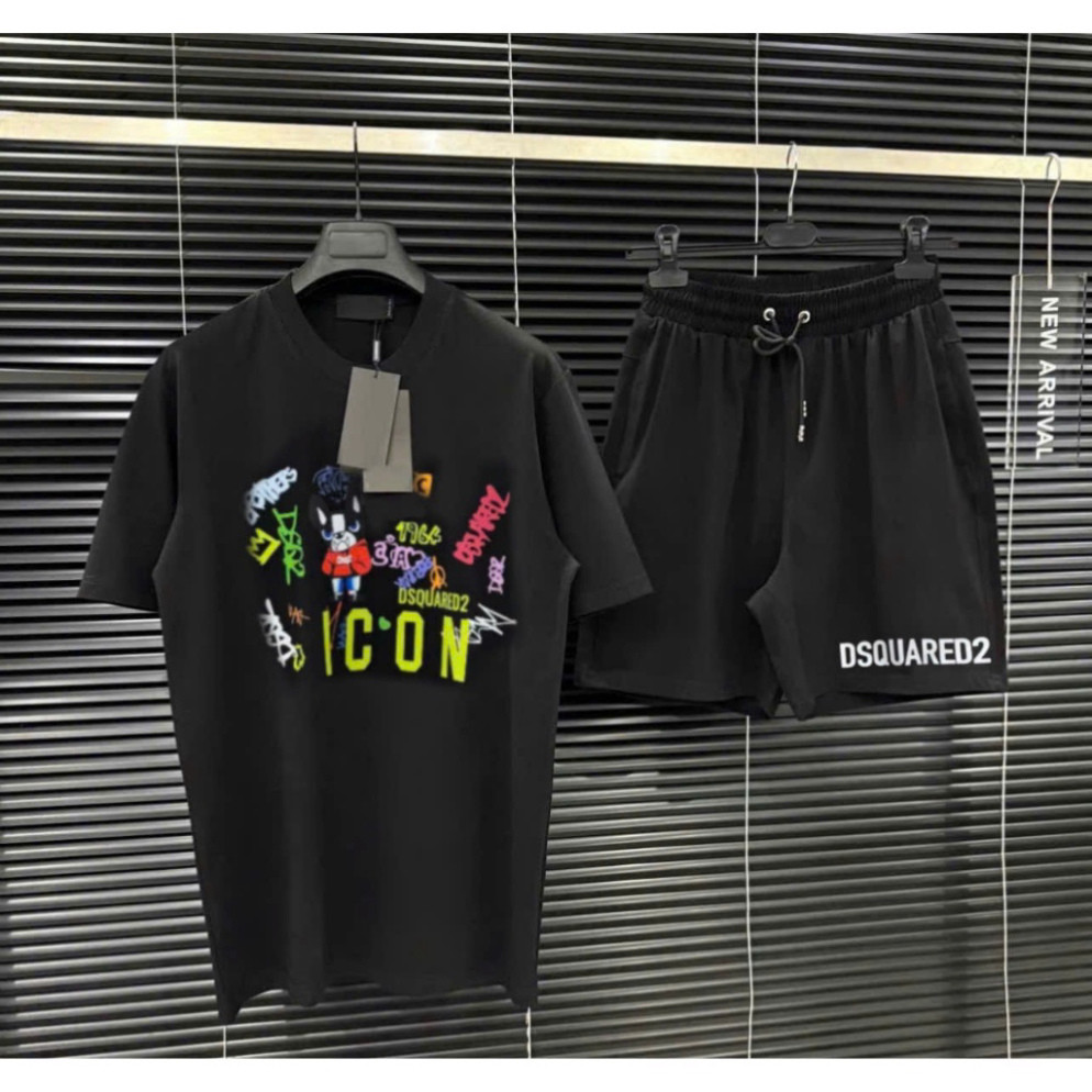 Bộ Áo Phông DSQ 001 Chú Cún Chữ Xanh Đầy Đủ tem Mác Chuẩn DSQ | Shopee ...