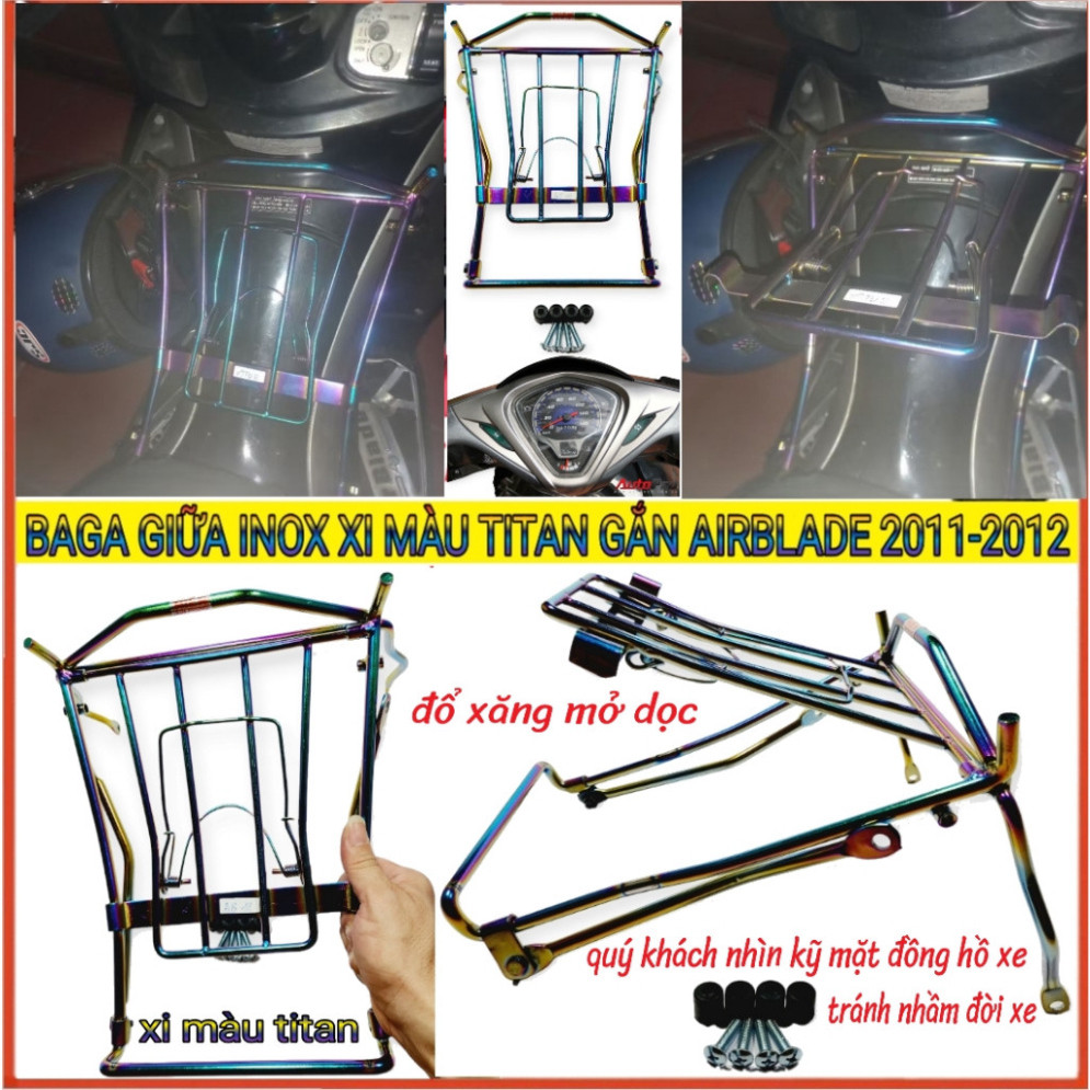 Baga AirBlade 2011-2012, AB Đầu Bò, AB Fi, Khung Inox 10 ly, Sơn Đen ...