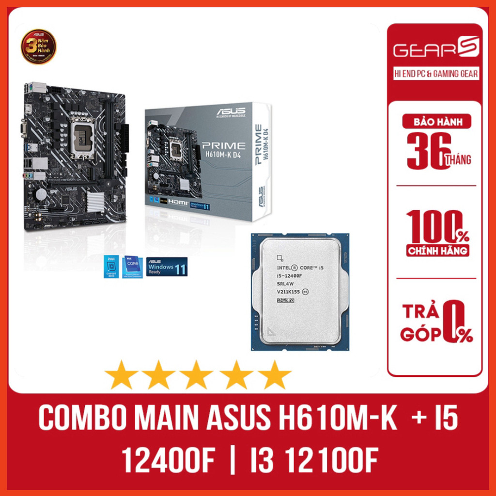 Bộ Combo Mainboard Asus H610M-K kèm CPU i5 12400F hoặc i3 12100F - Mới, Bảo Hành 3 Năm - giảm ...