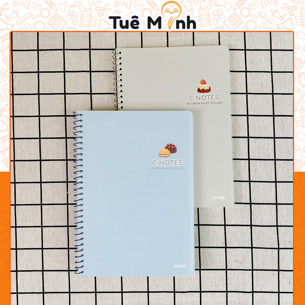 Vở note cornell B5 120 trang Klong bìa nhựa lò xo CNotes ruột Dot grid ...