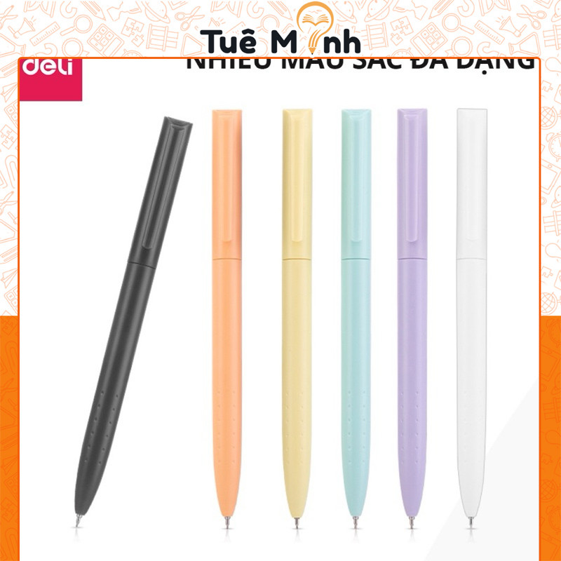 Bút bi vặn Deli màu macaron S8 B149 Bút gel mực đen dạng xoay tiện lợi ...