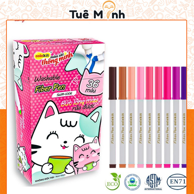 Bút lông màu Fiber Pen 36/20 Colokit viết Calligraphy tô màu, ngòi nón ...