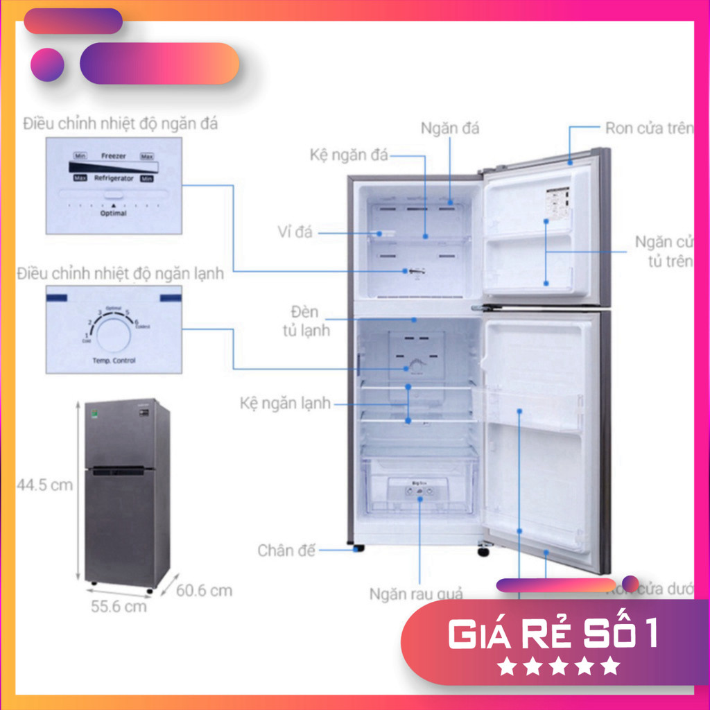 Mới chính hãng - Tủ lạnh hai cửa Samsung Digital Inverter 208L ...