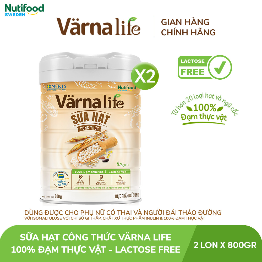 Combo 2 Thực phẩm bổ sung sữa hạt công thức Varna Life (Lon 800gr x 2 ...