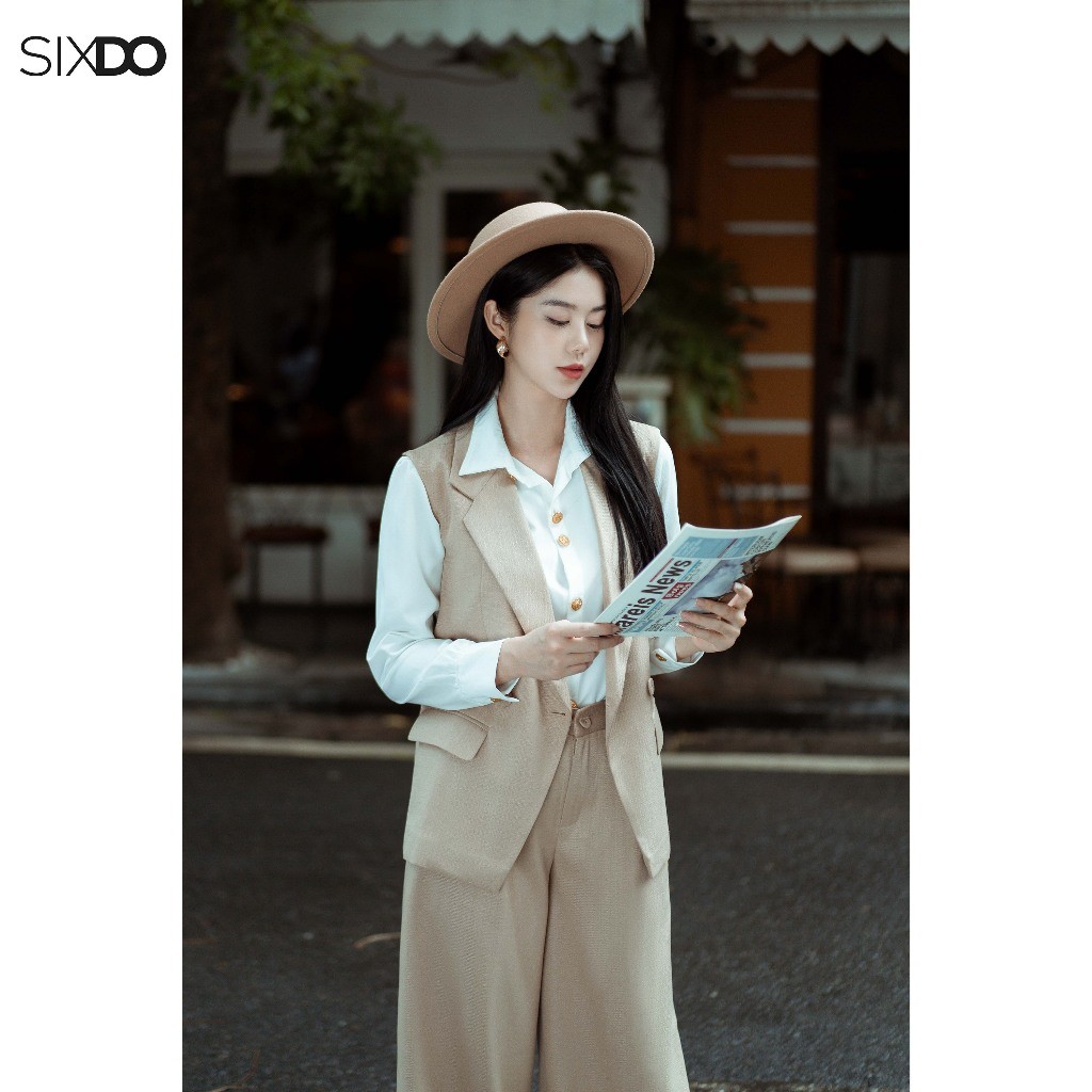Áo ghile cổ vest SIXDO (Delicate Yellow Raw Waistcoat) | Shopee Việt Nam