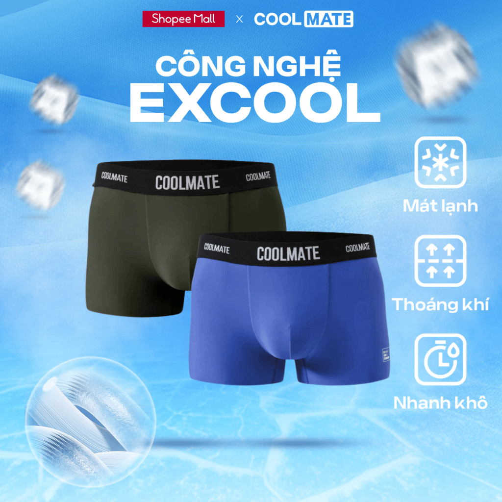 [MUA 2 GIẢM 50%]Combo 2 quần lót Trunk Excool Clean Cut co giãn siêu thấm hút Coolmate [OUTLET ...