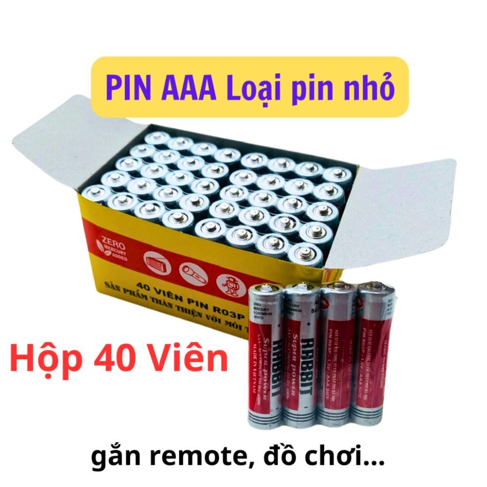Hộp 40 Viên Pin AAA CON THỎ 1.5v, Pin 3A hộp 40 viên dùng cho remote ...