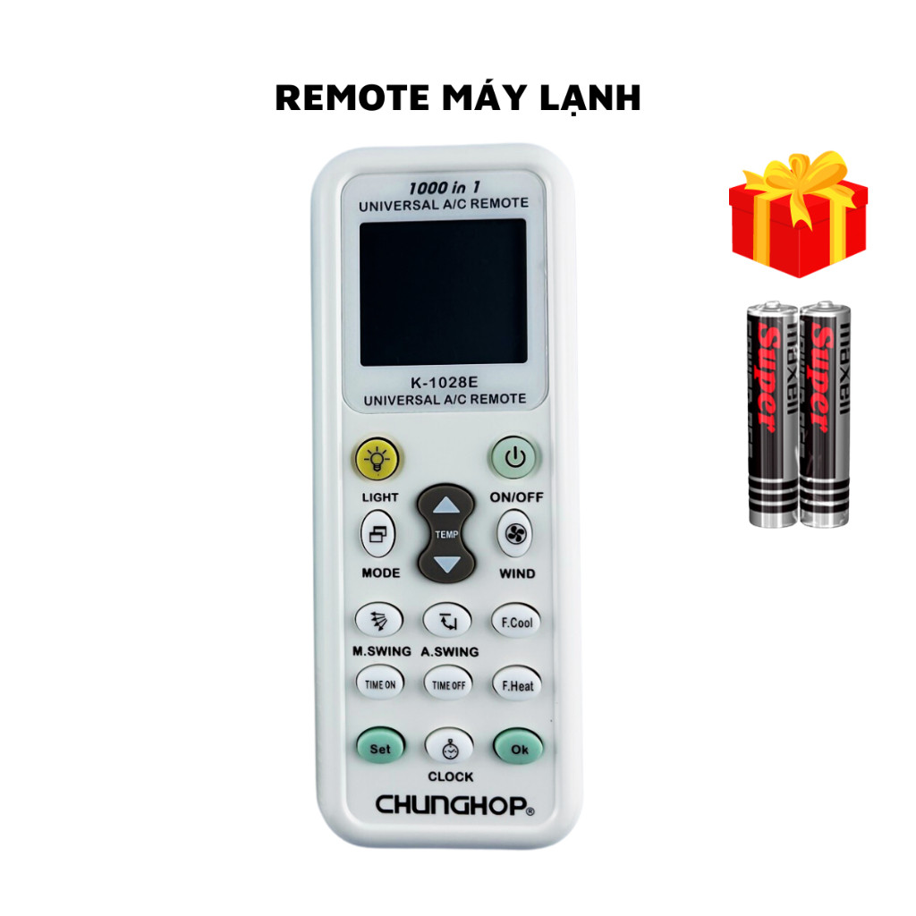 Điều khiển điều hòa CHUNGHOP K-1028E, remote máy lạnh CHUNGHOP - Tặng ...