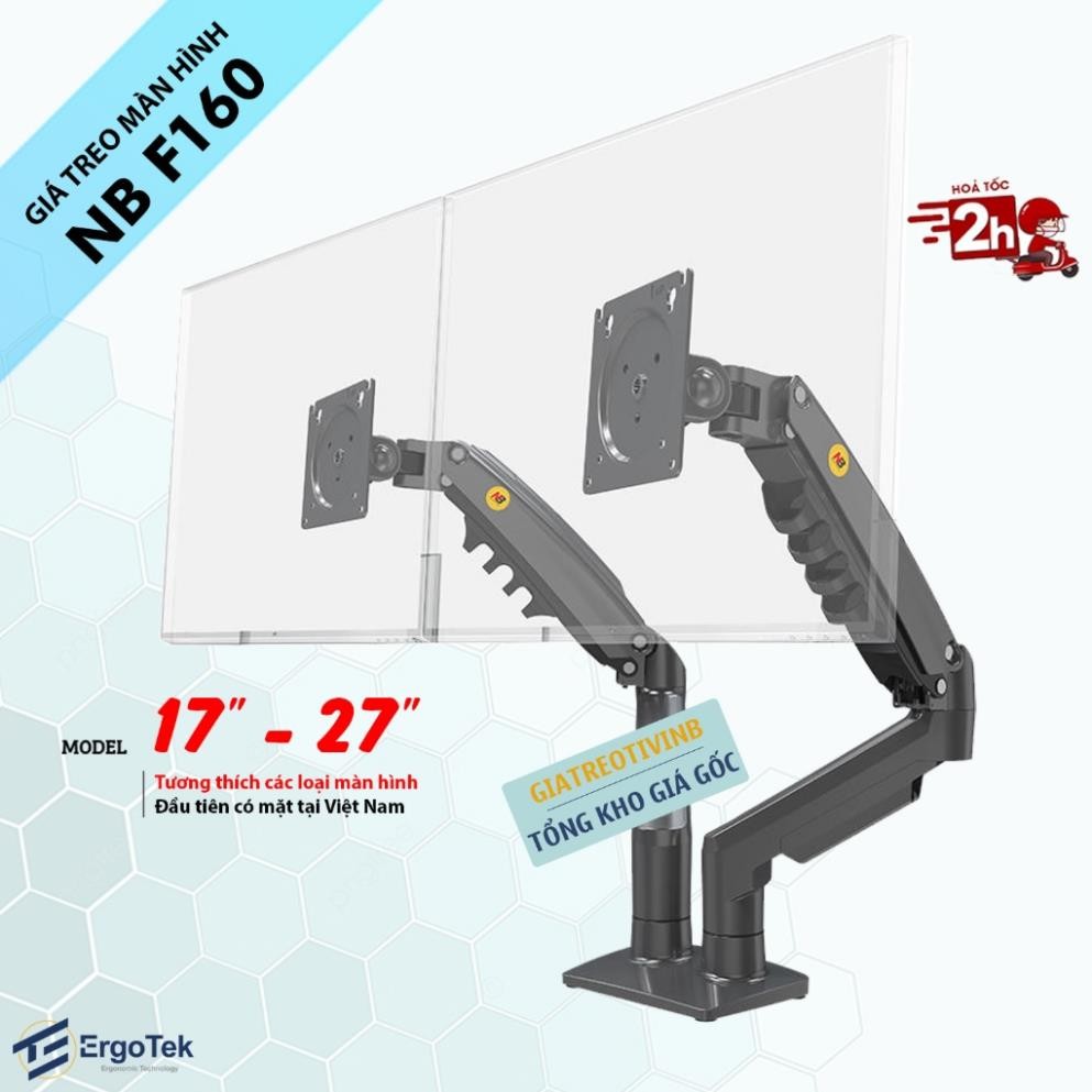 Giá Treo Hai Màn Hình NB F160 New 17 - 27 Inch / Tay Arm Treo 2 Màn ...
