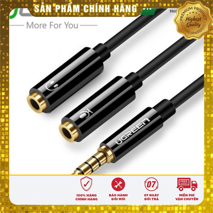 Cáp chia Audio 3.5mm ra 2 đầu 3.5mm Loa và Mic Ugreen 30620 | Shopee Việt Nam