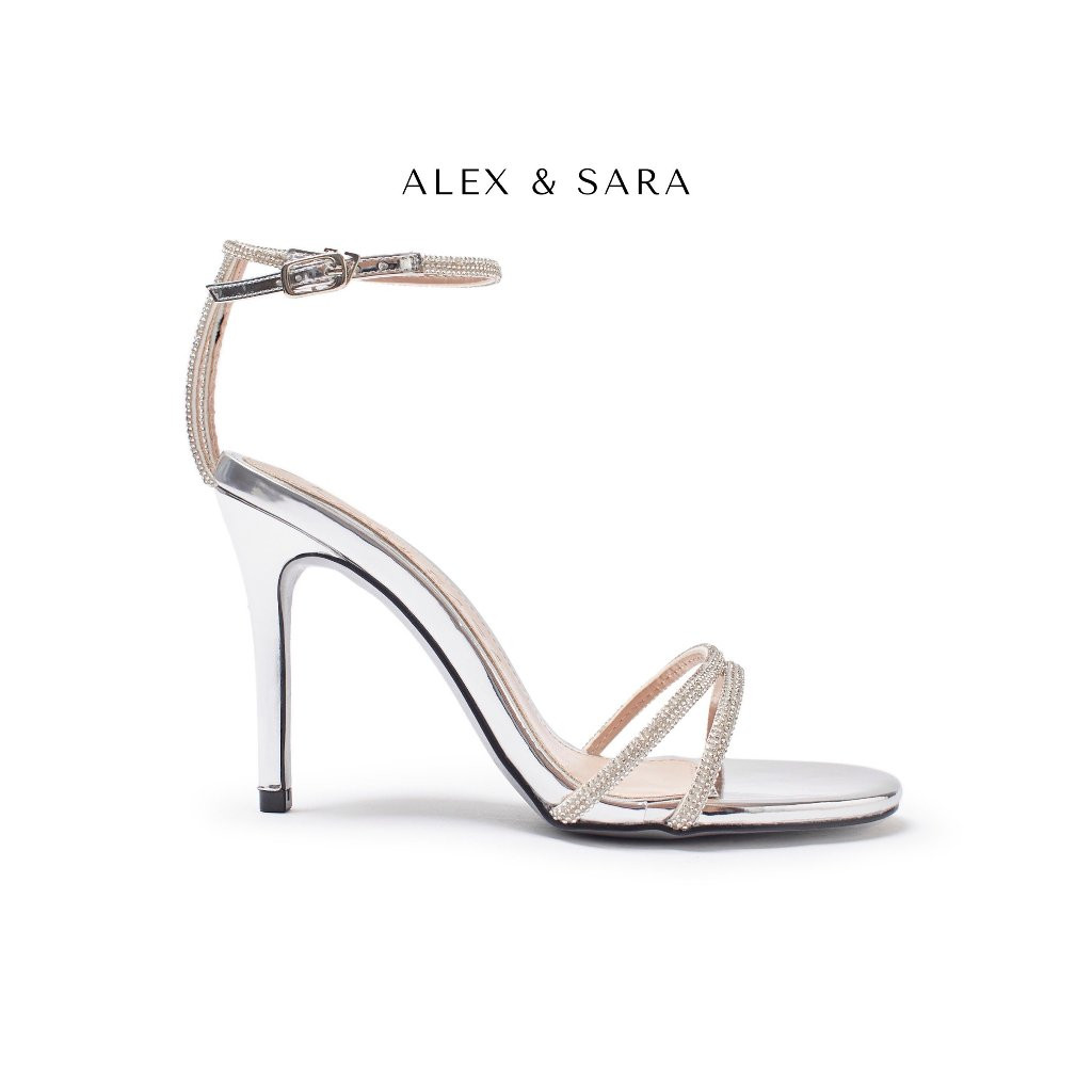 LT04 - Giày sandal Alex & Sara 2 dây đá nhuyễn cách điệu hậu sau cao ...