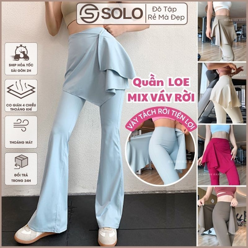 Quần Legging Kèm Váy Ống Loe Tập GYM Pilate Thun Poly Co Giãn Gen Bụng ...