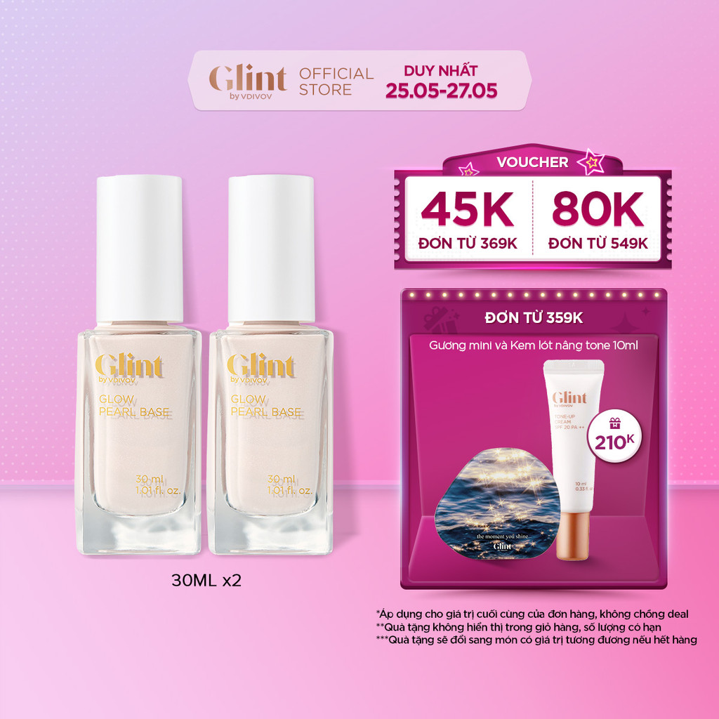 [Glint By VDIVOV Official] Combo x2 Kem lót ngọc trai Glint 30ml dưỡng ẩm, da căng mướt, sáng ...