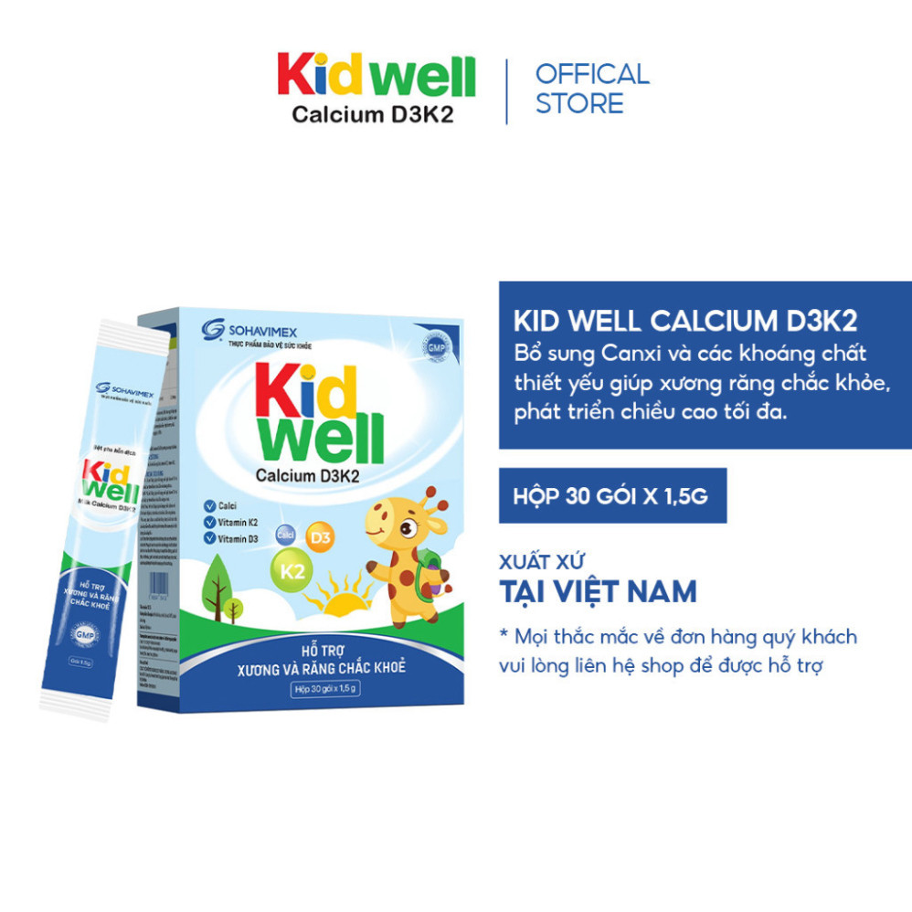 Kid Well Calcium D3K2 - Hỗ trợ bổ sung canxi D3 k2 phát triển chiều cao ...