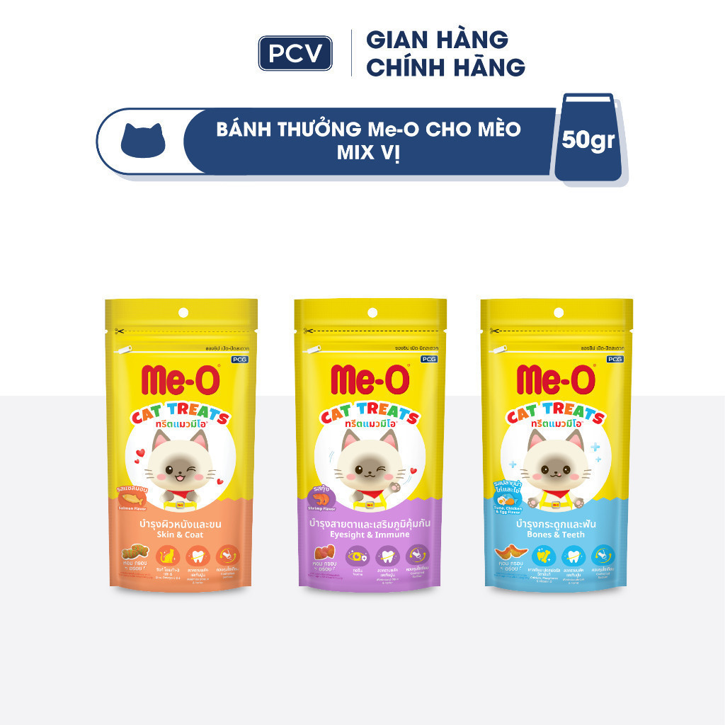 Bánh thưởng cho mèo Me-O, bánh cá cho mèo - đồ ăn vặt cho mèo gói 50gr | Shopee Việt Nam