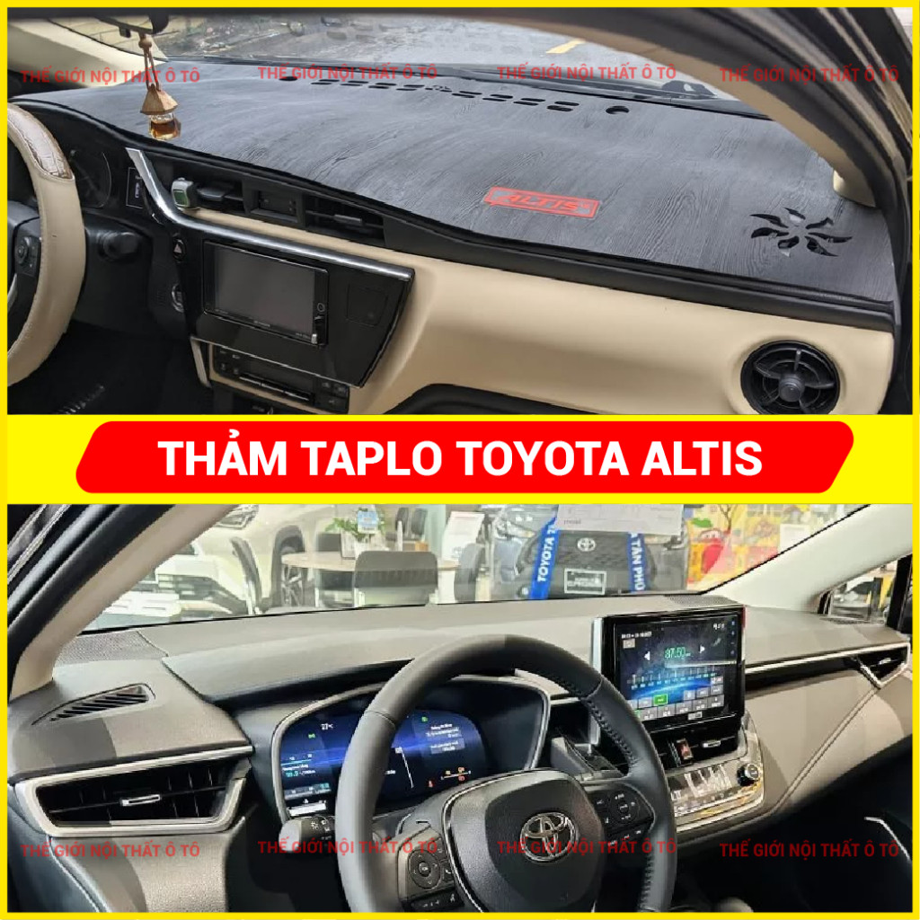 Thảm taplo Toyota Altis đời 2004 - 2025 da vân gỗ, da cacbon, tuyết ...