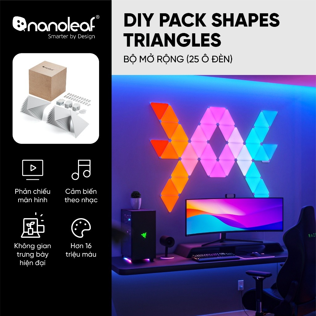 DIY Pack Nanoleaf Shapes Triangle - 25 ô đèn (Bộ Mở Rộng) | Shopee Việt Nam