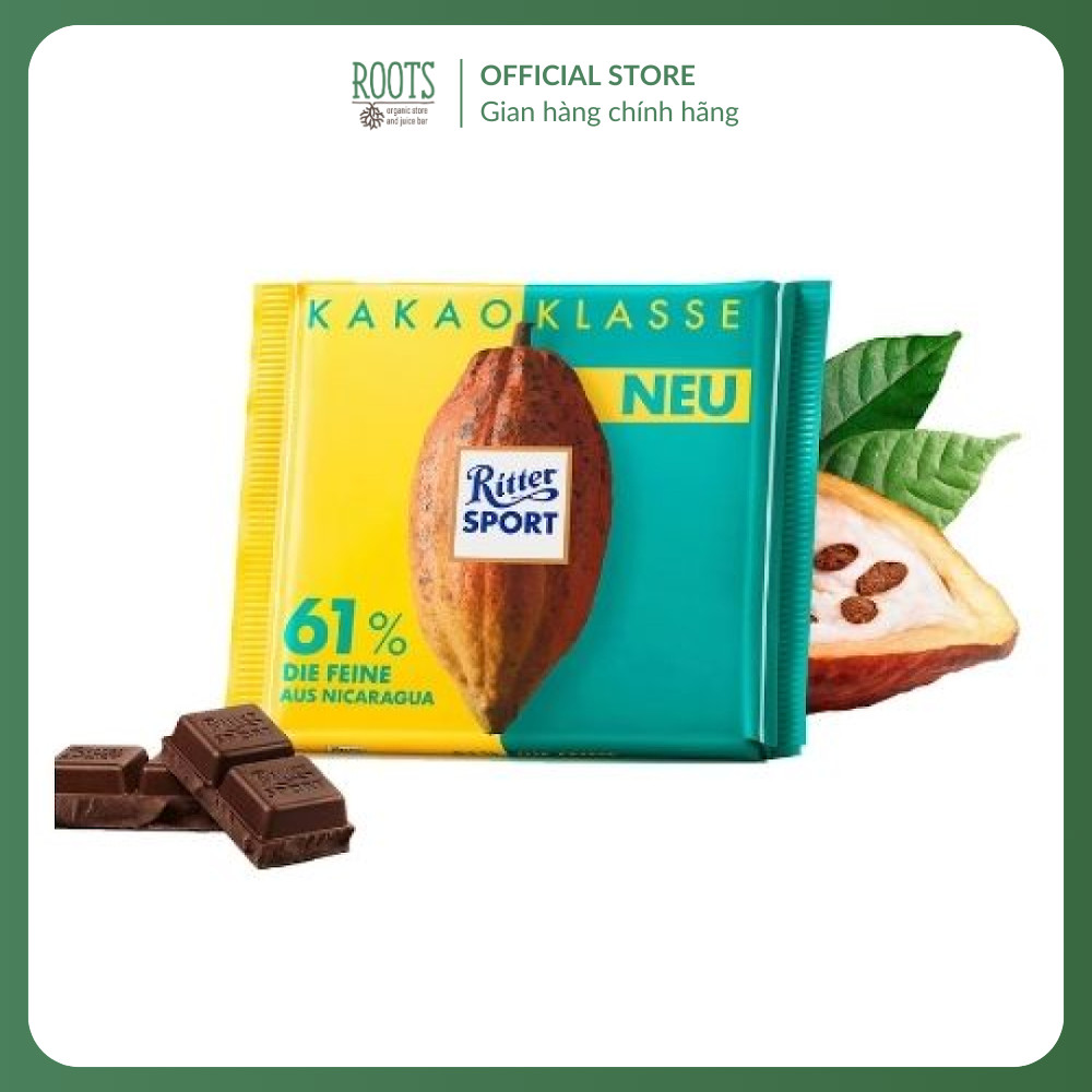 (ShipHỏaTốc) RITTER SPORT - Socola Đắng 61% Cacao, 61% Fine with Cocoa ...