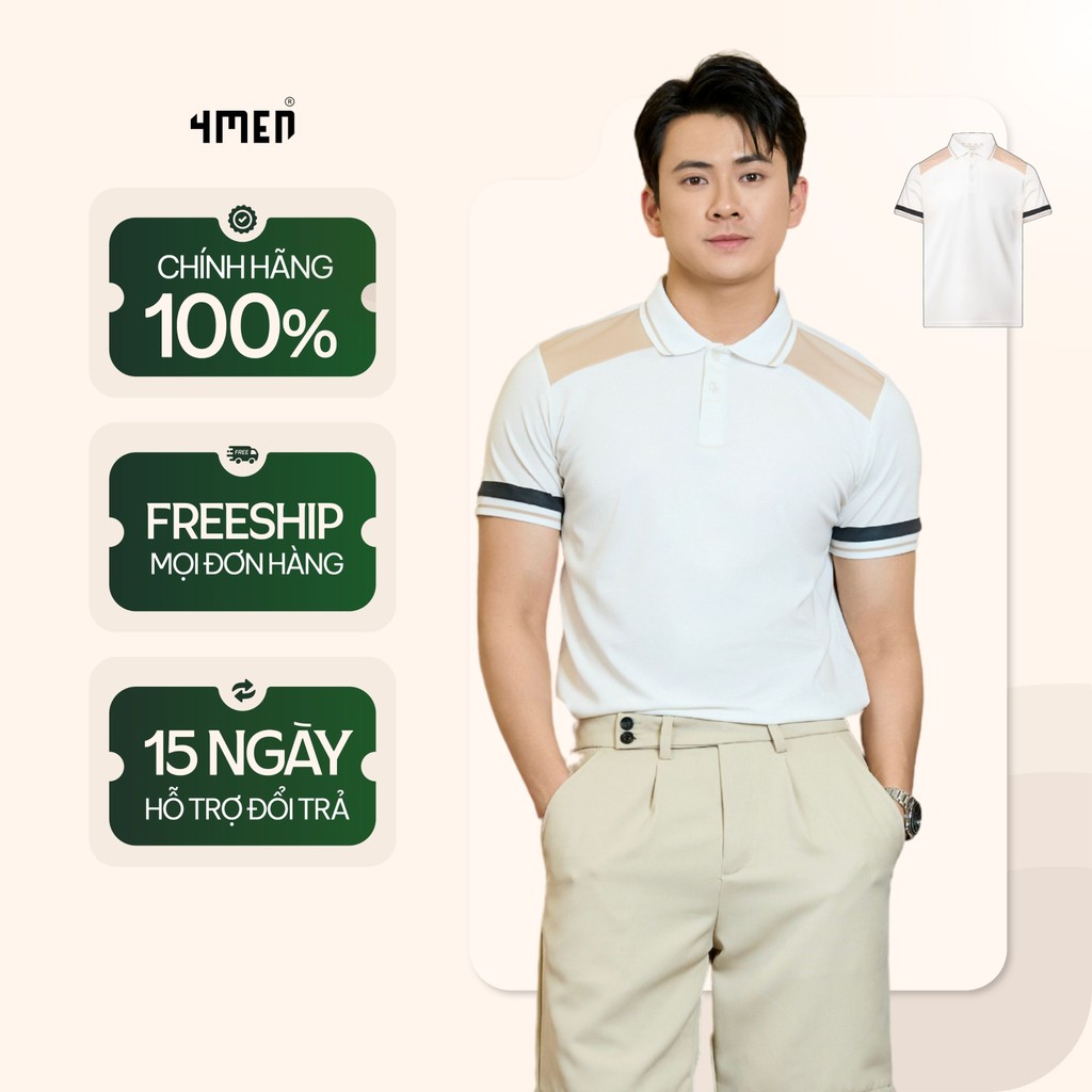 Áo Polo Rayon Rã Phối Form Slimfit 4MEN PO159 ôm tôn dáng, vải mềm mịn, thấm hút, thoáng mát ...