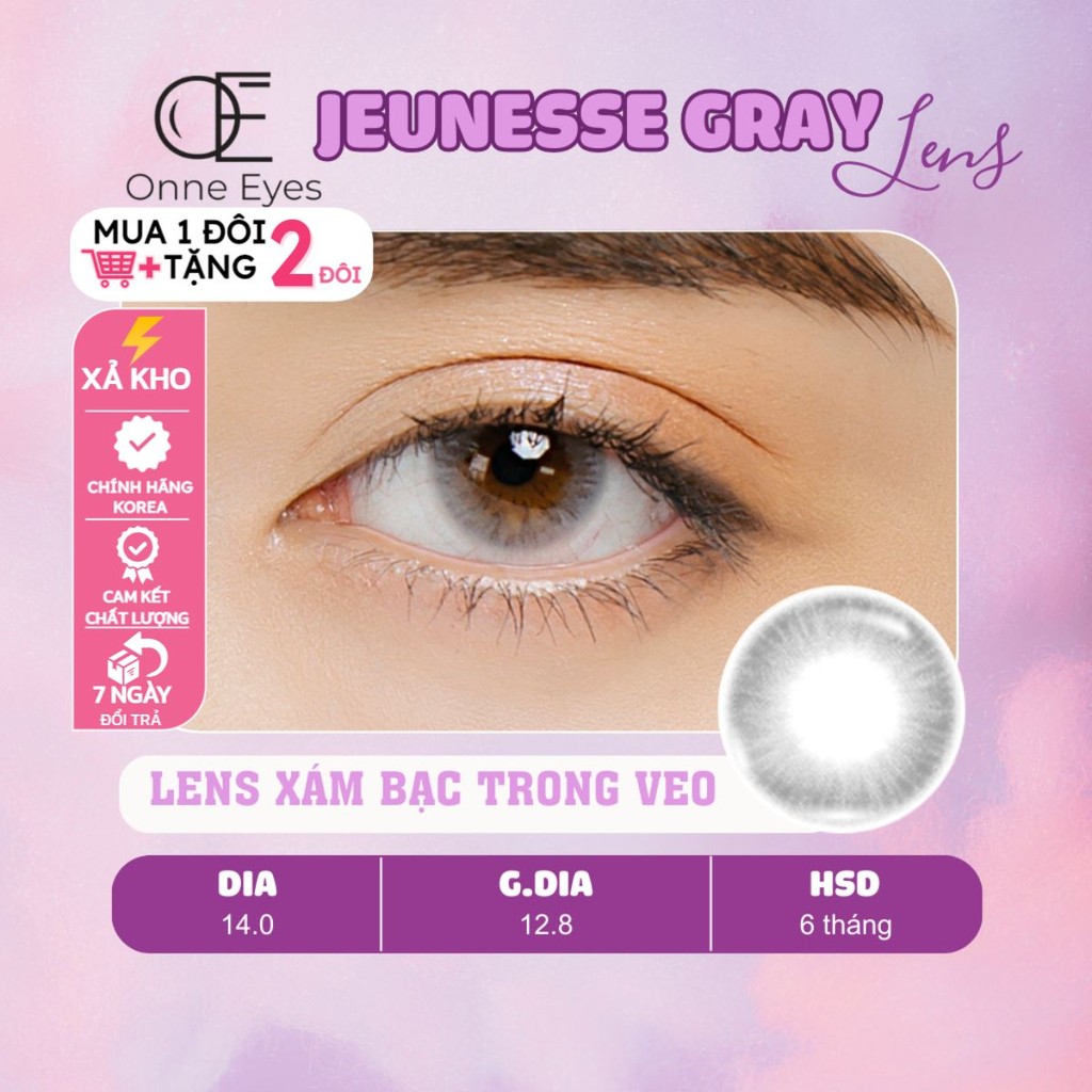 Kính áp tròng Jeunesse Gray ONNEEYES dòng lens cận sử dụng 6 tháng màu ...