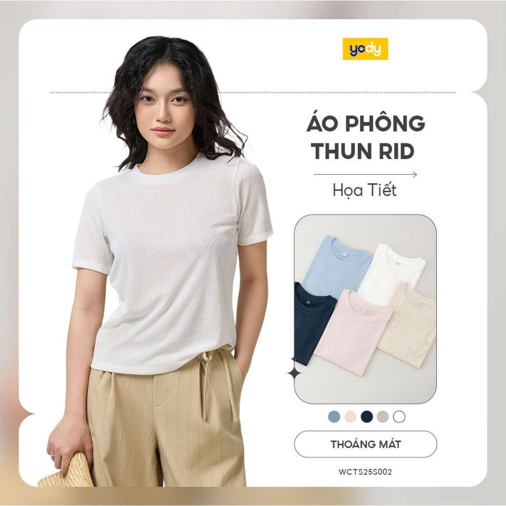 Áo thun YODY vải thun rip co giãn và đàn hồi, không bai gião WCTS25S002 ...