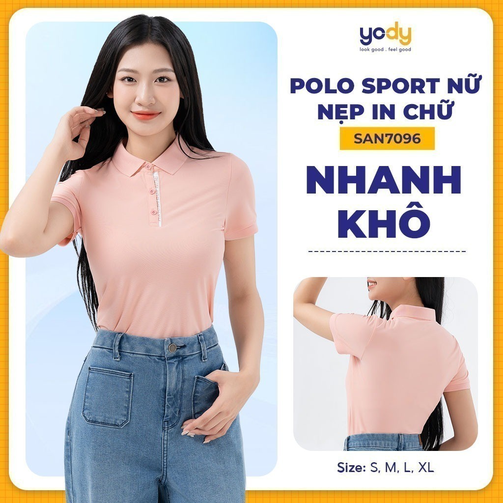 [SALE]Áo polo thể thao nữ YODY in chữ vải airycool thoáng mát tức thì ...