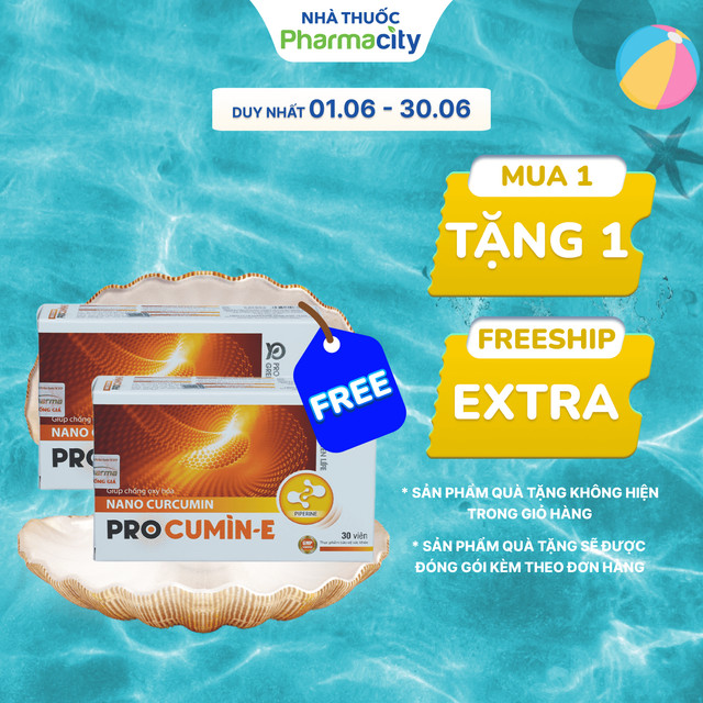 Viên nghệ Procumin-E hỗ trợ bảo vệ niêm mạc dạ dày (Hộp 3 vỉ x 10 viên ...
